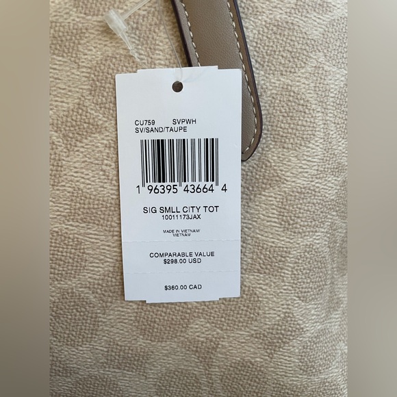Coach | Bags | Nwtcoach Small City Tote Bag In Signature Canvas Coach Cu759 Gift Receipt | Poshmark